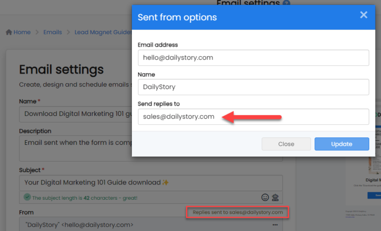 What is the email reply-to header for?